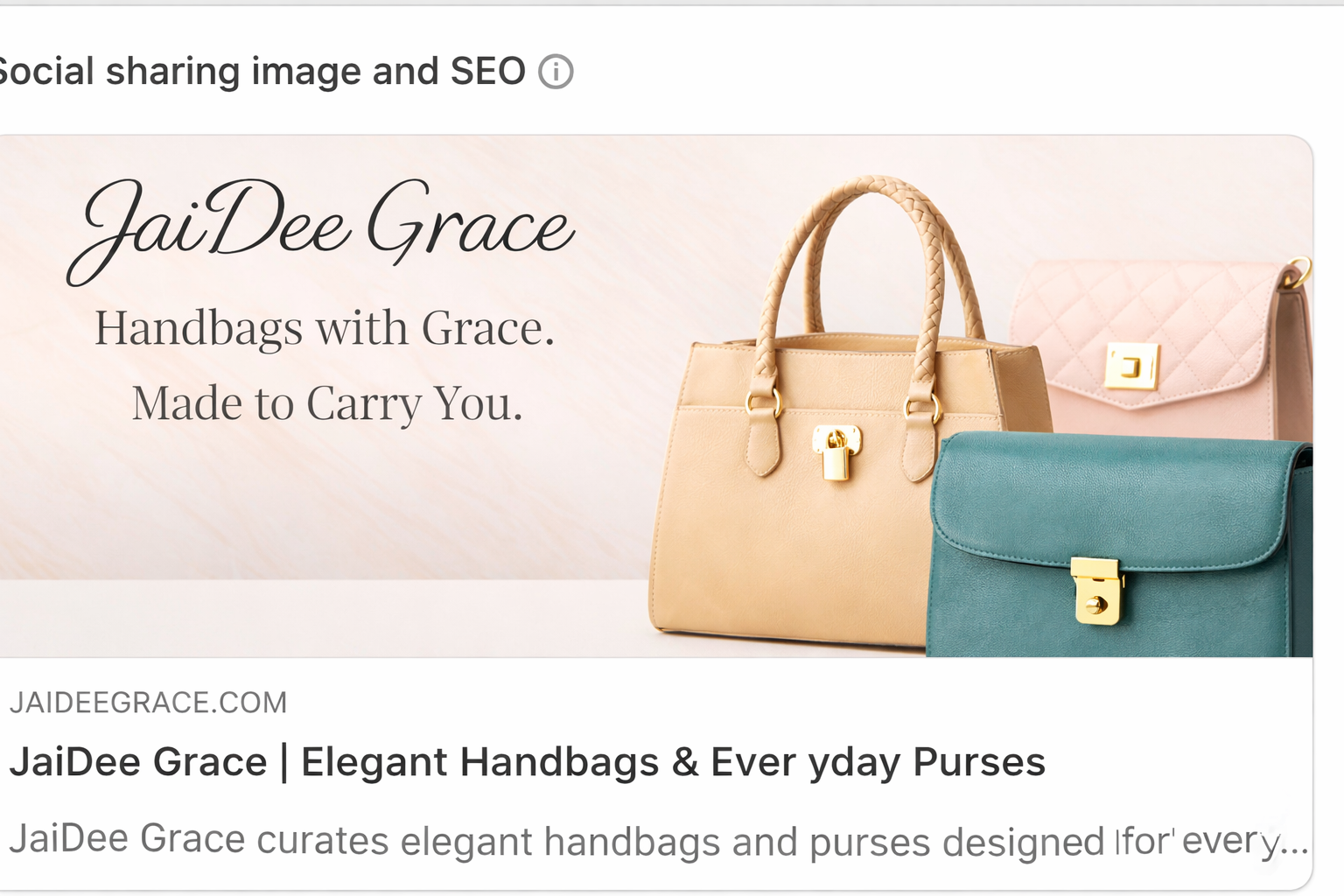 JaiDee Grace | Elegant Handbags & Everyday Purses
